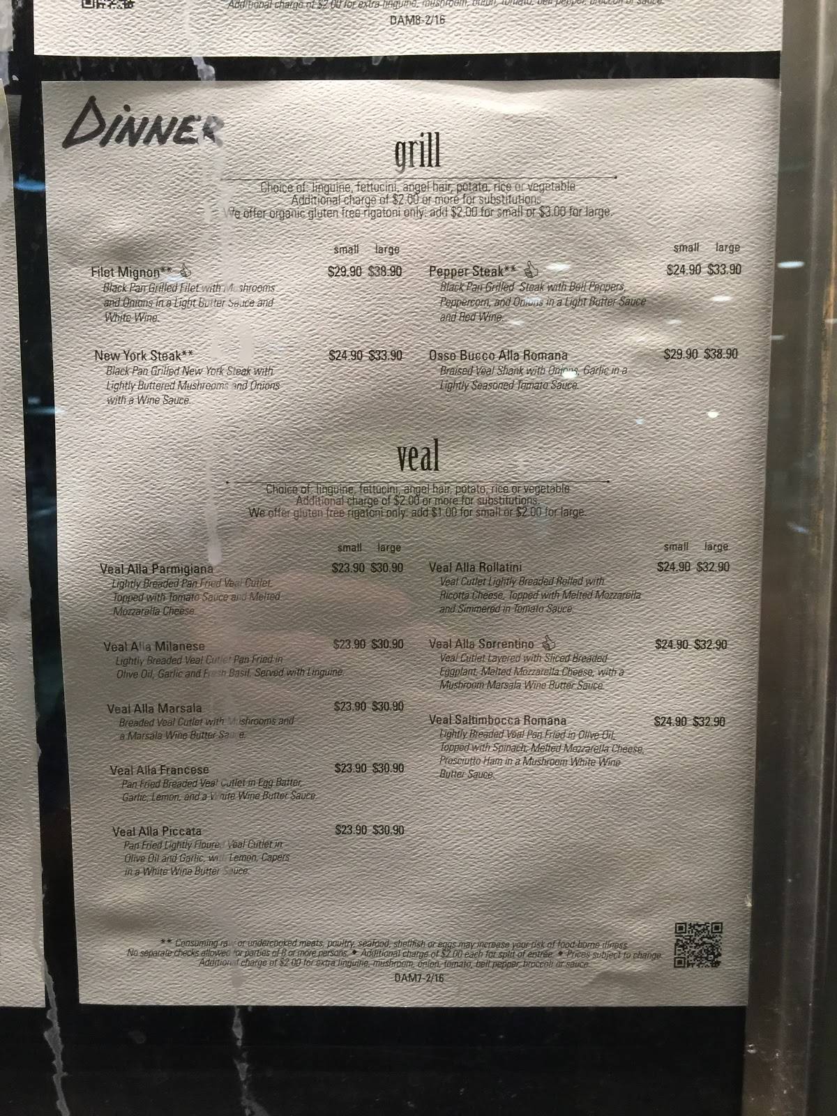Menu at Assaggio restaurant, Honolulu, Ala Moana Blvd Suite 1259