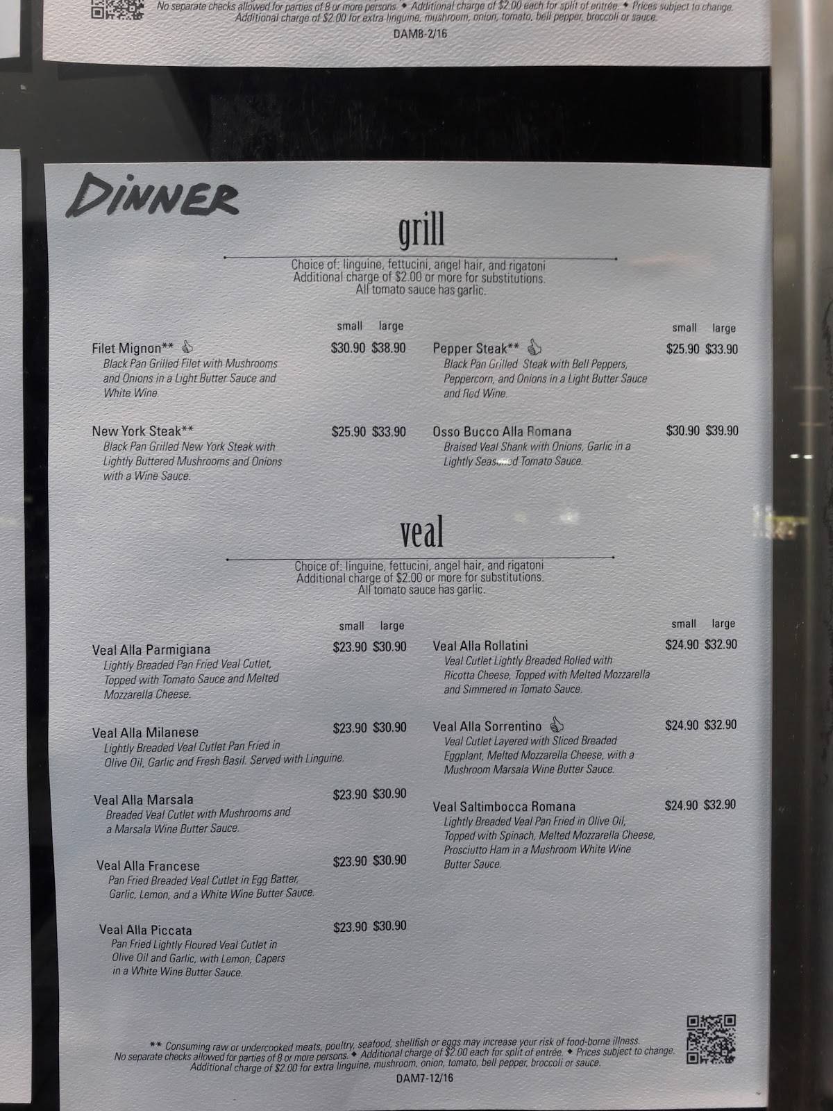 Menu at Assaggio restaurant, Honolulu, Ala Moana Blvd Suite 1259