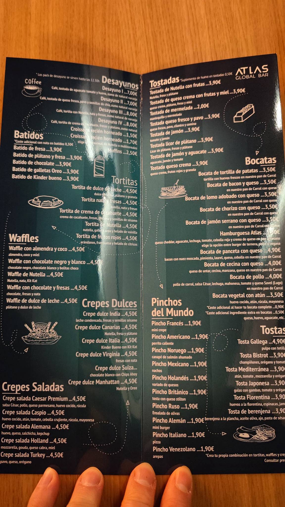 Carta del restaurante Atlas Tapas Vigo, Vigo