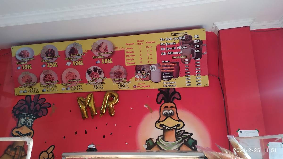 Carta del restaurante Ayam Geprek Mr Suprek Ubaya, Surabaya