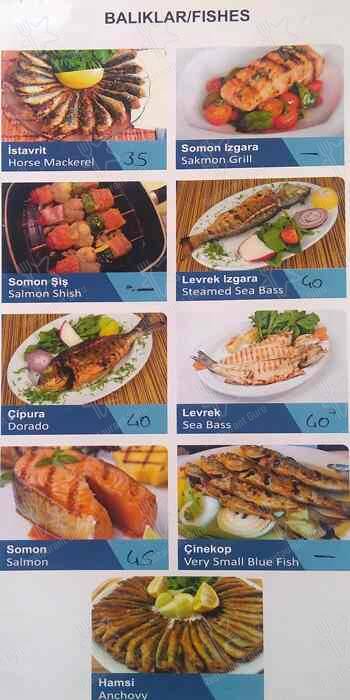 Menu at Ayse Sultan, Istanbul