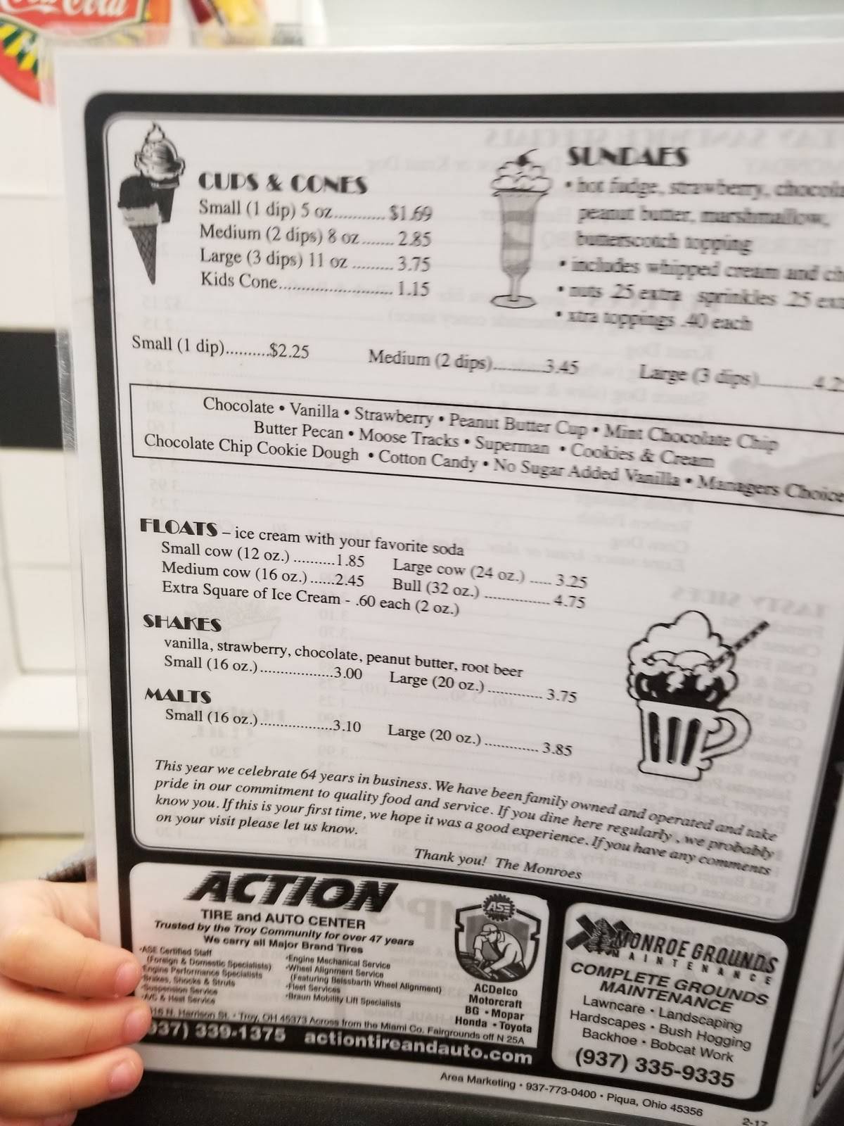 Menu at B-K Root Beer fast food, Troy, Stone Cir Dr