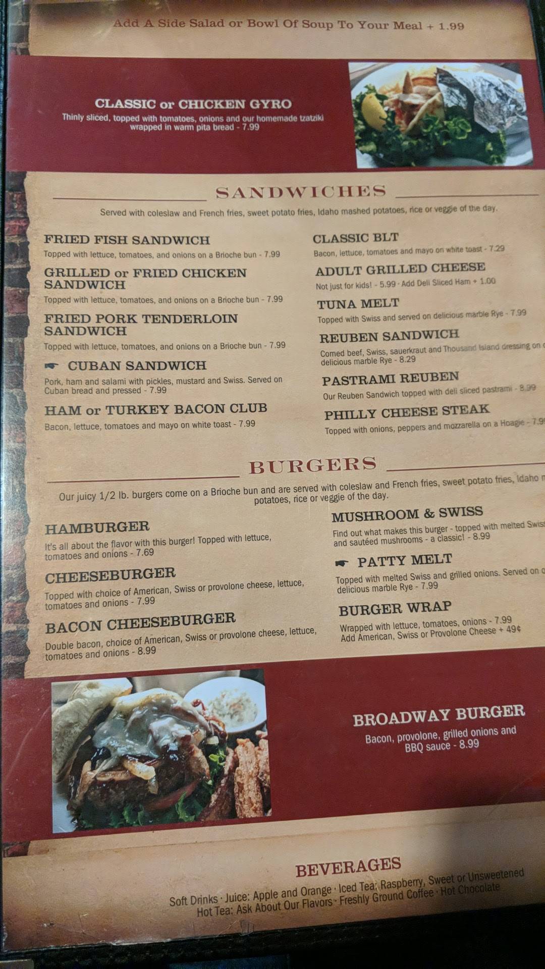 Menu at Broadway Diner restaurant, Bartow