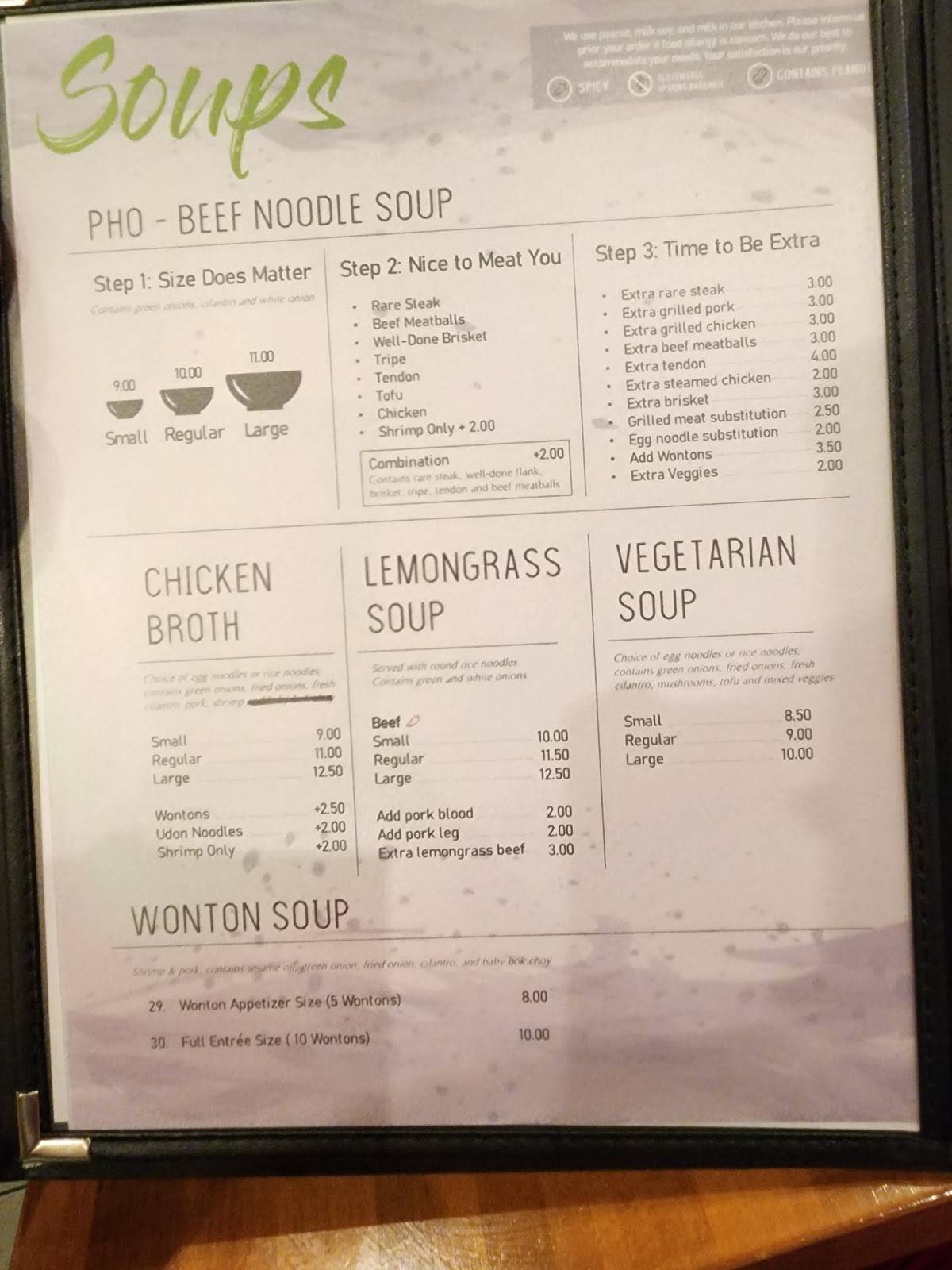 Menu at Basil Leaf Vietnamese Restaurant, Albuquerque