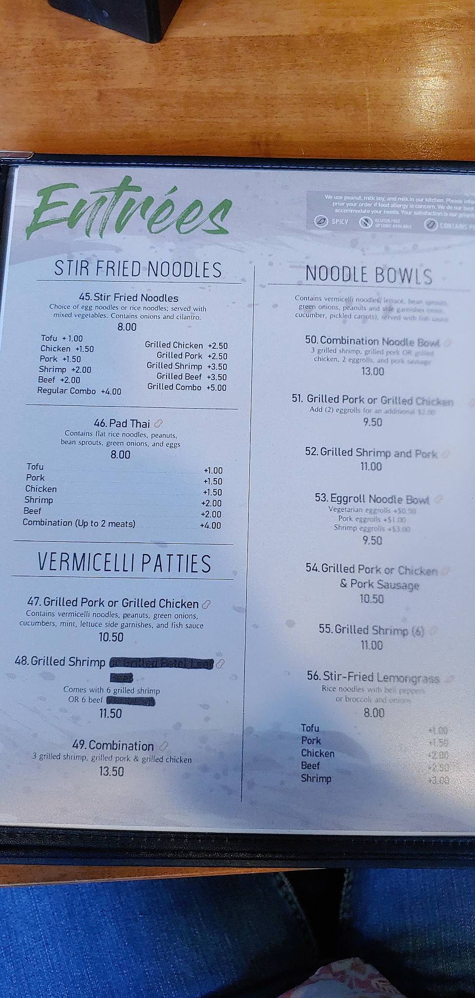 Menu at Basil Leaf Vietnamese Restaurant, Albuquerque