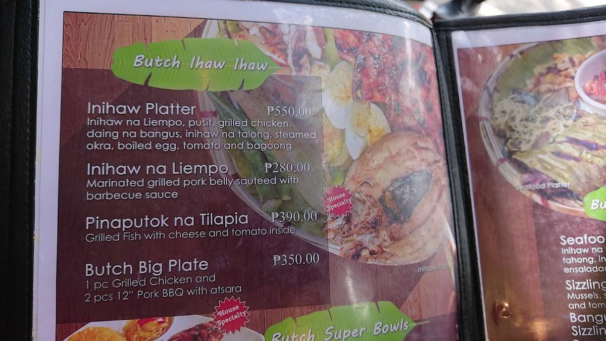Menu at Butch Seafood & Grill Restaurant, Batangas, 8 National Road