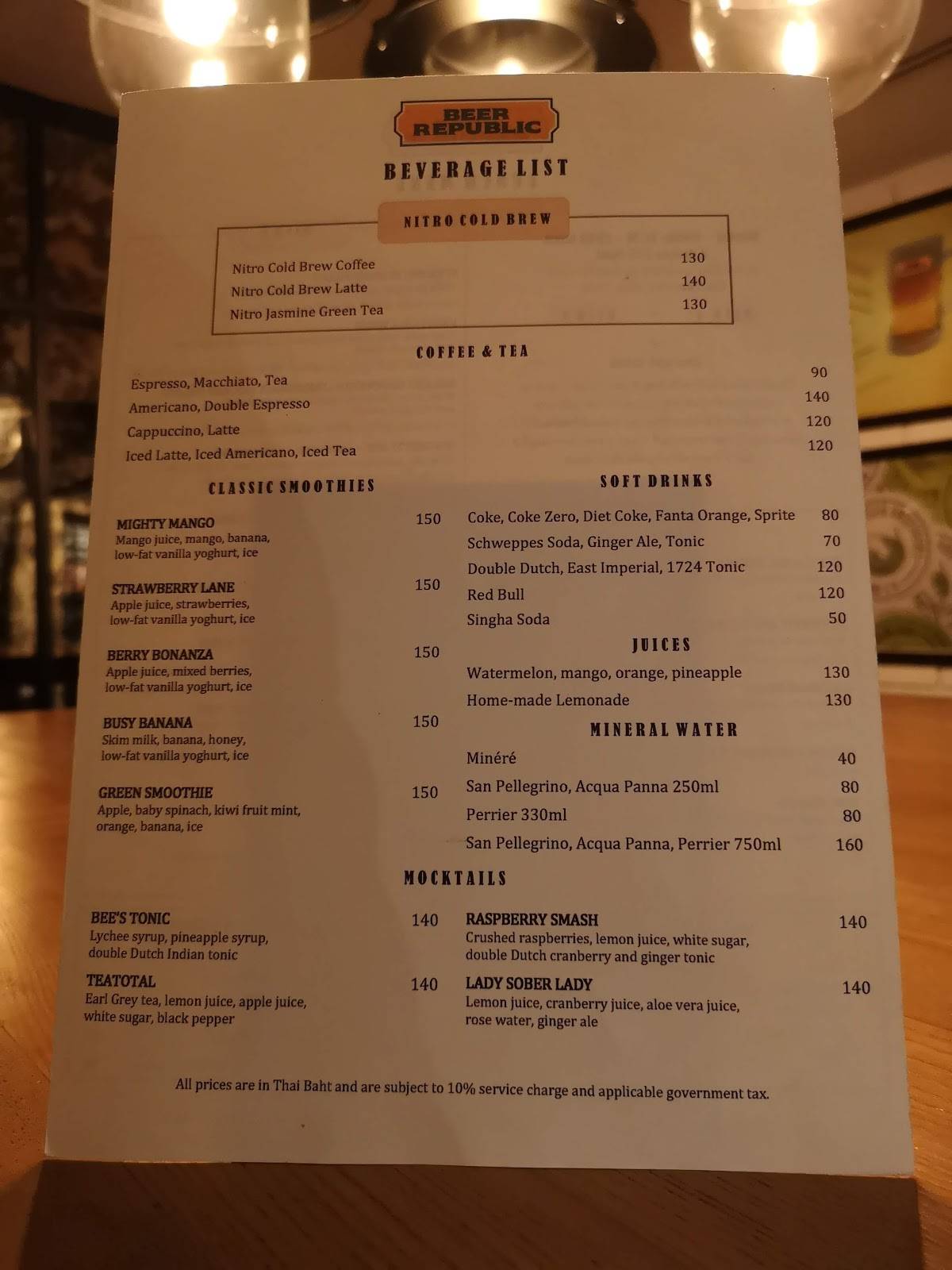 Menu at Beer Republic, Bangkok, 971 Phloen Chit Rd