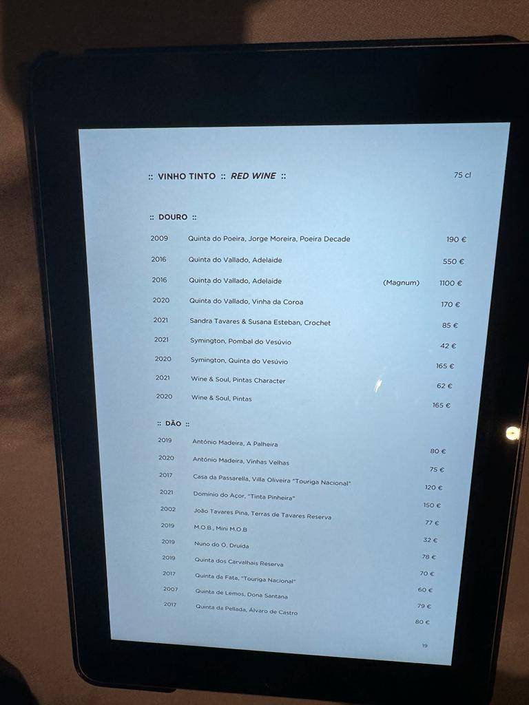 Menu at Belcanto restaurant, Lisbon, R. Serpa Pinto 10A
