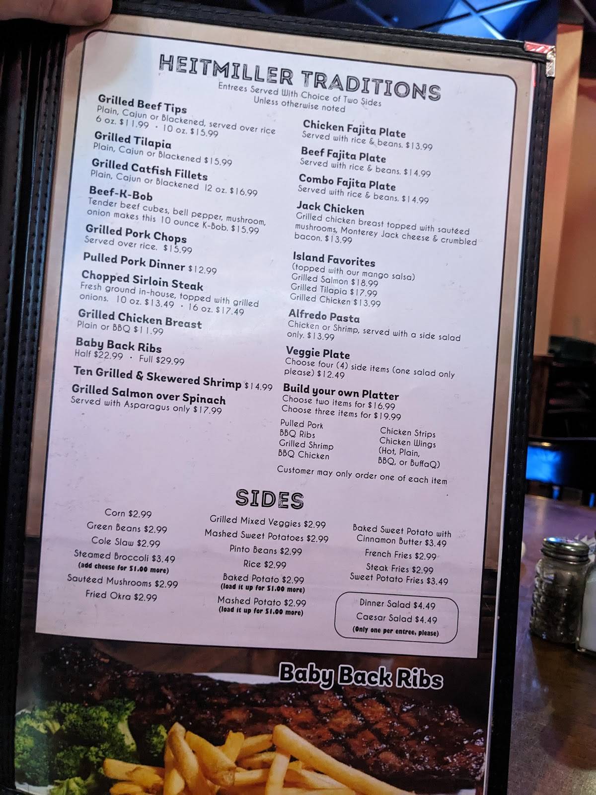 Menu at Heitmiller Steakhouse, Lacy Lakeview, I 35 N Frontage Rd