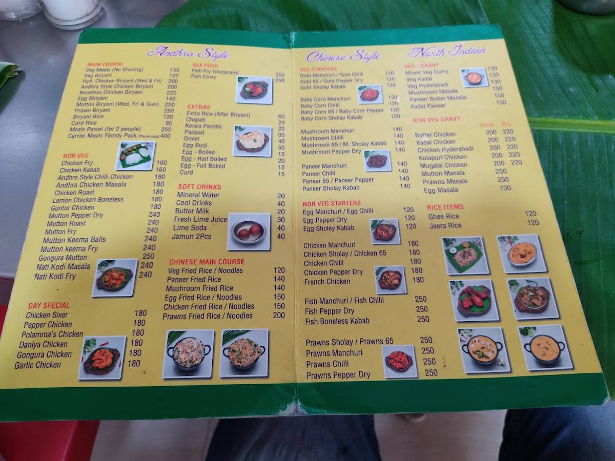 Menu at Polamma's Mess (Opp. Christ College), Bengaluru