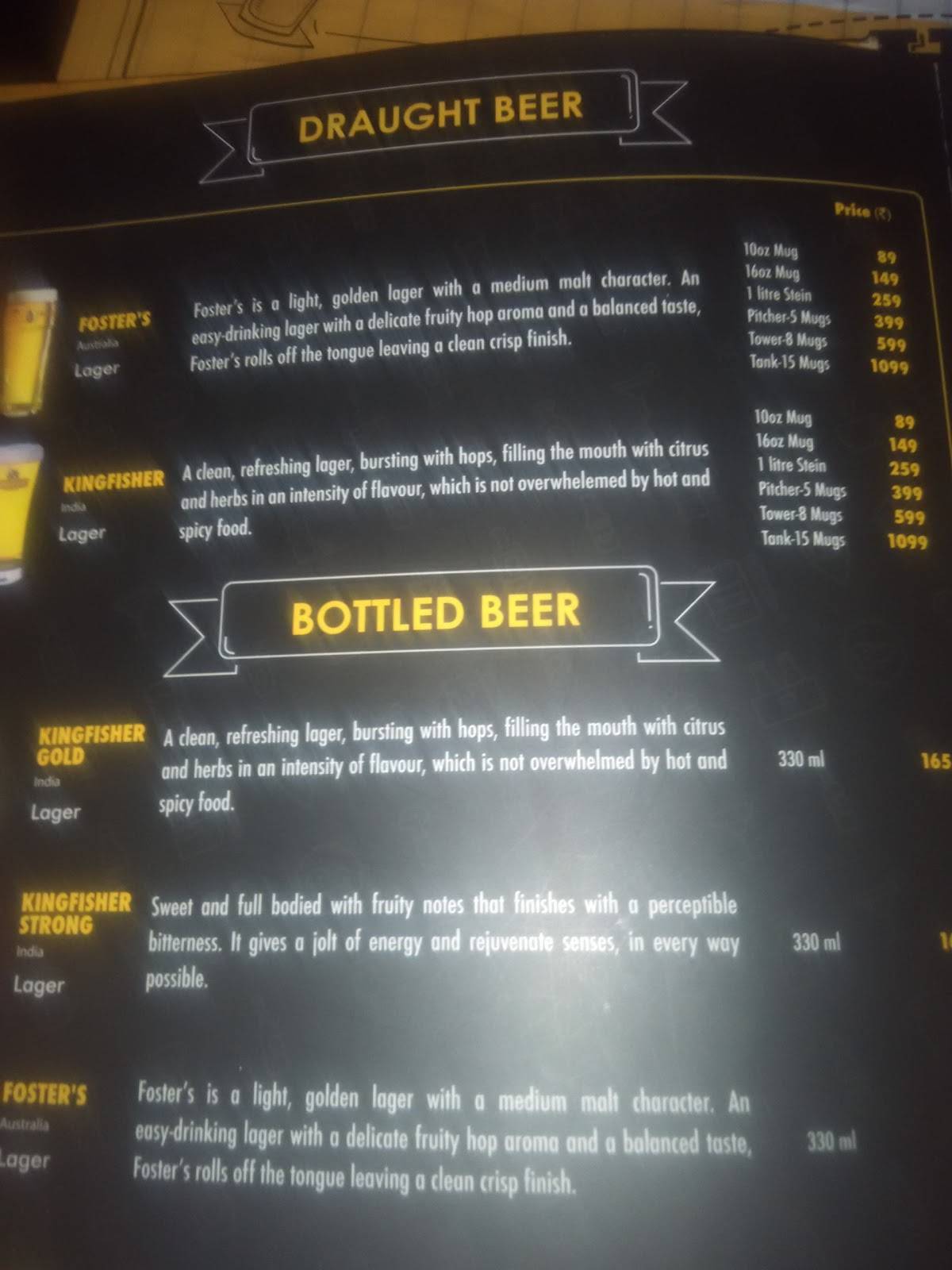 Menu at The Beer Cafe, Bengaluru, Ground Floor