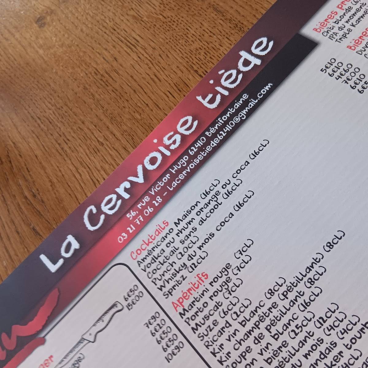 Menu au La Cervoise Tiède restaurant, Bénifontaine