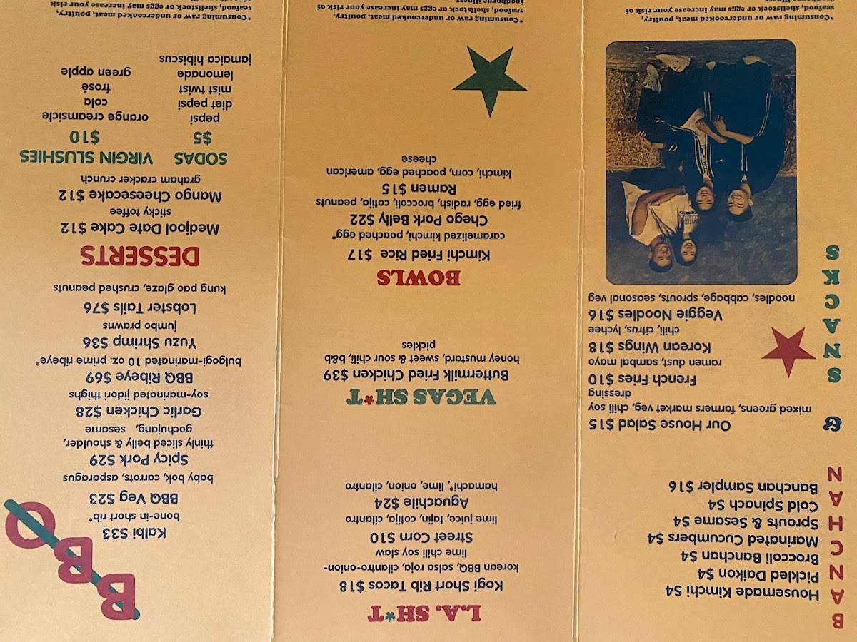 Menu at Best Friend restaurant, Las Vegas