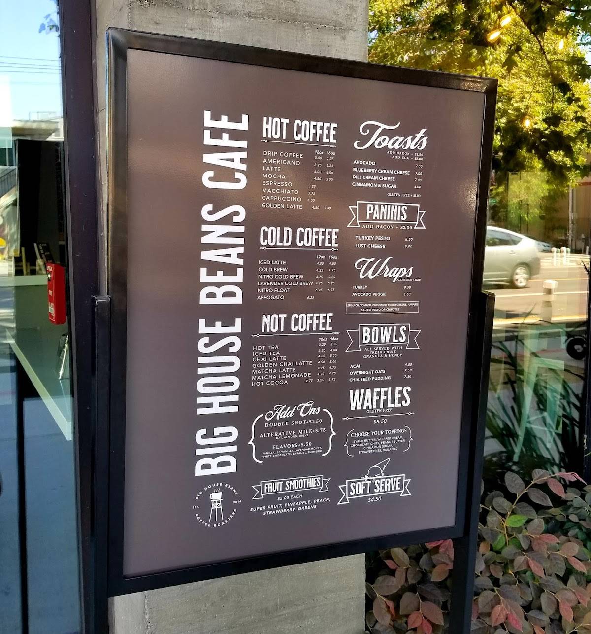 Menu at Big House Beans pub & bar, Oakland