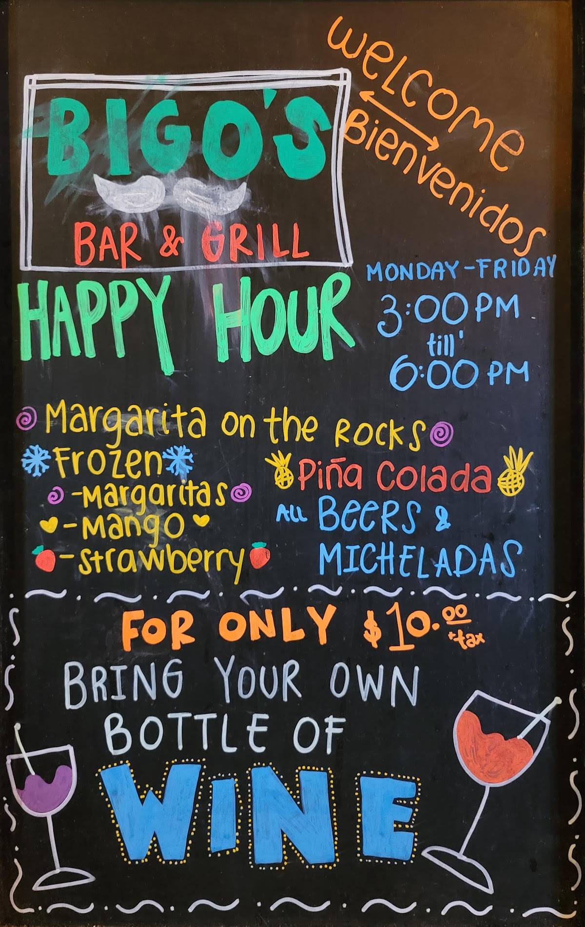 Menu at Bigo's Bar & Grill, Brownsville, 464 Paredes Line Rd