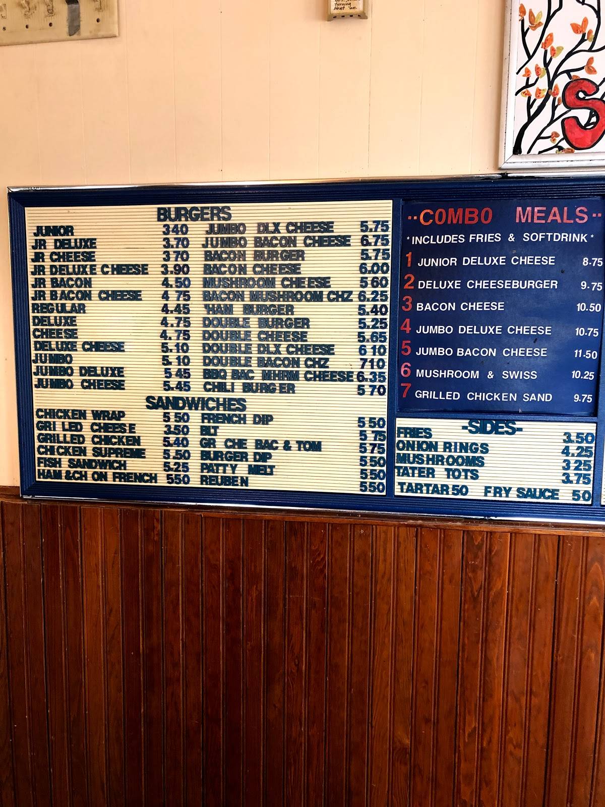 Menu at Bill & Bea's Drive In restaurant, Centralia