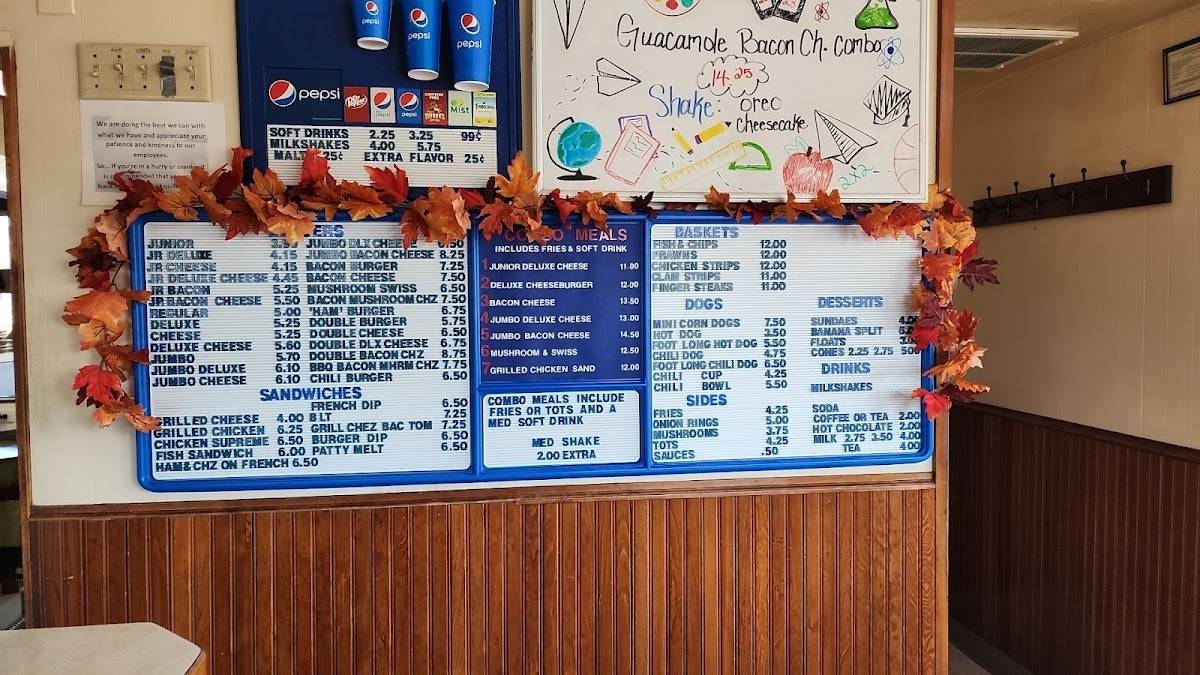 Menu at Bill & Bea's Drive In restaurant, Centralia