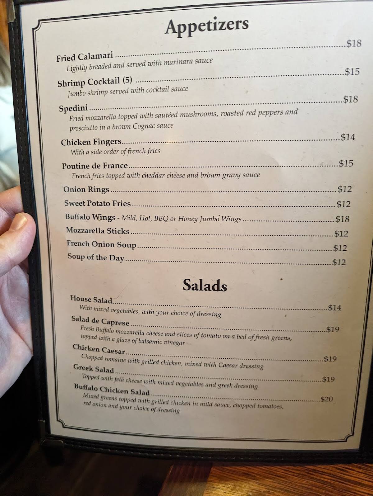 Menu at Black Bear Restaurant, Lake Placid