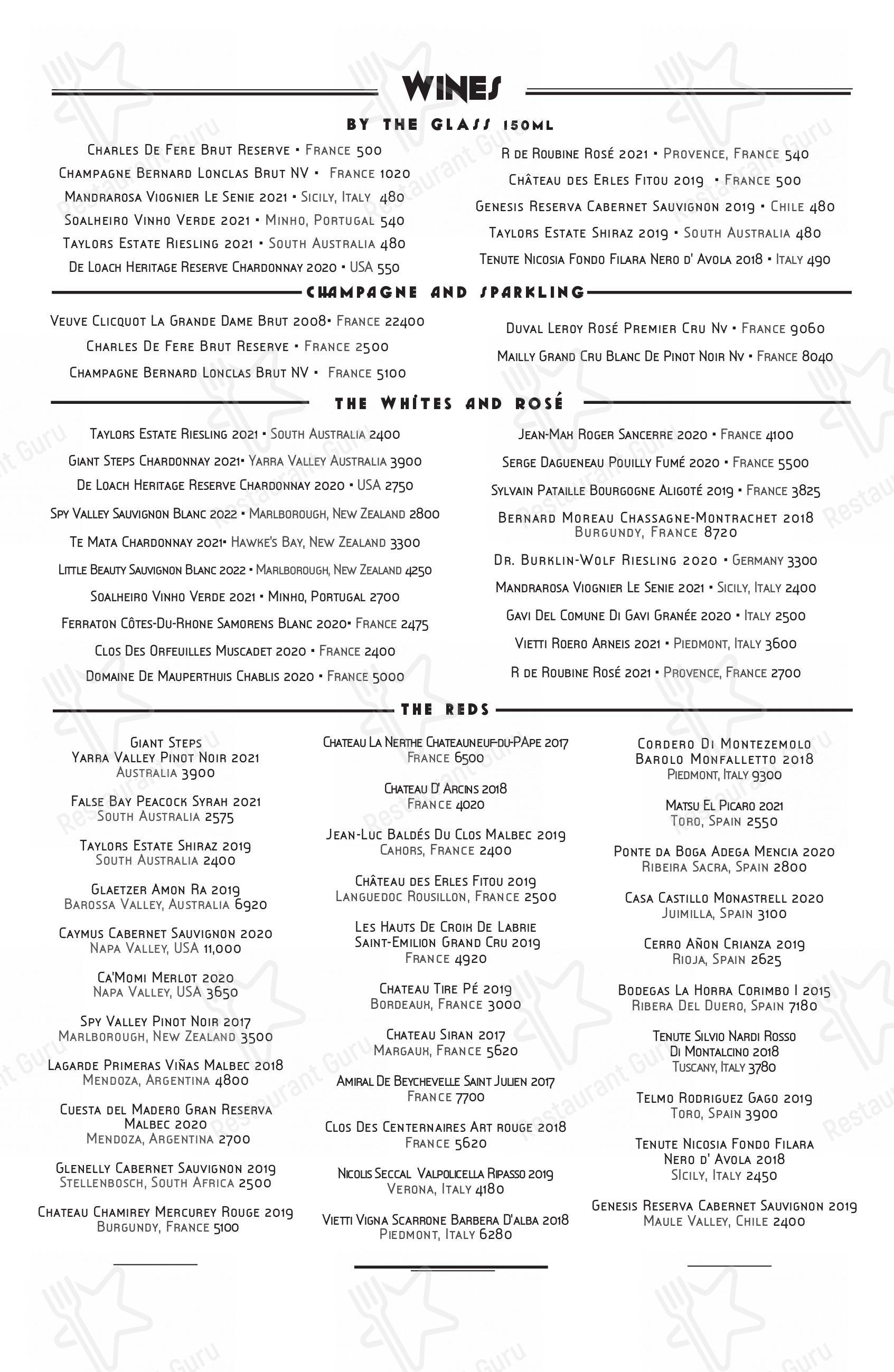 Menu at Blackbird Makati restaurant, Makati, 1229 Makati Ave