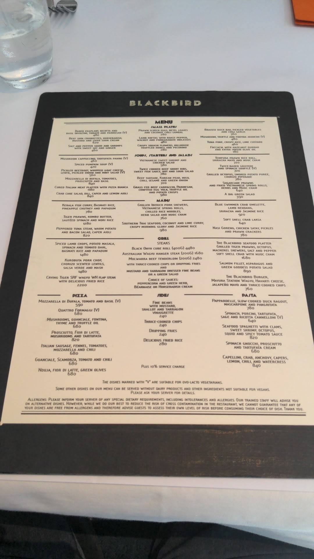 Menu at Blackbird Makati restaurant, Makati, 1229 Makati Ave