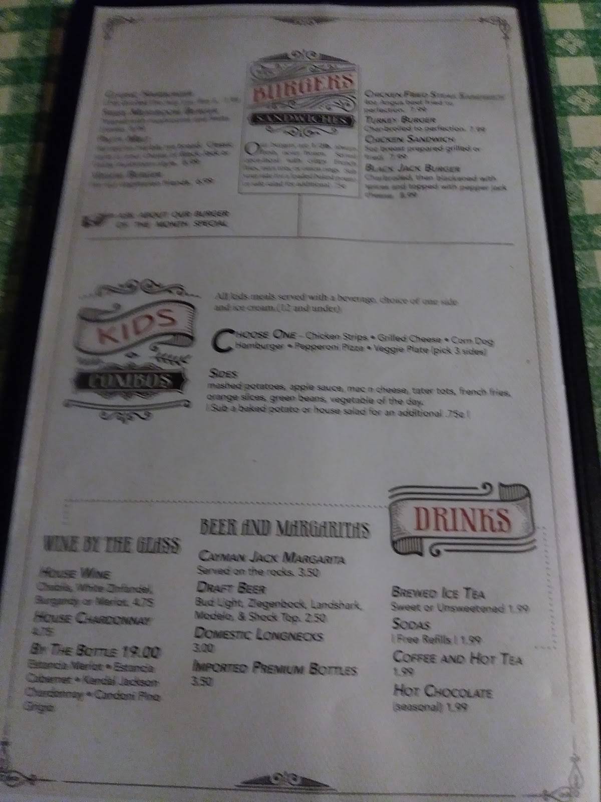 Menu at Blake's Cafe, McQueeney