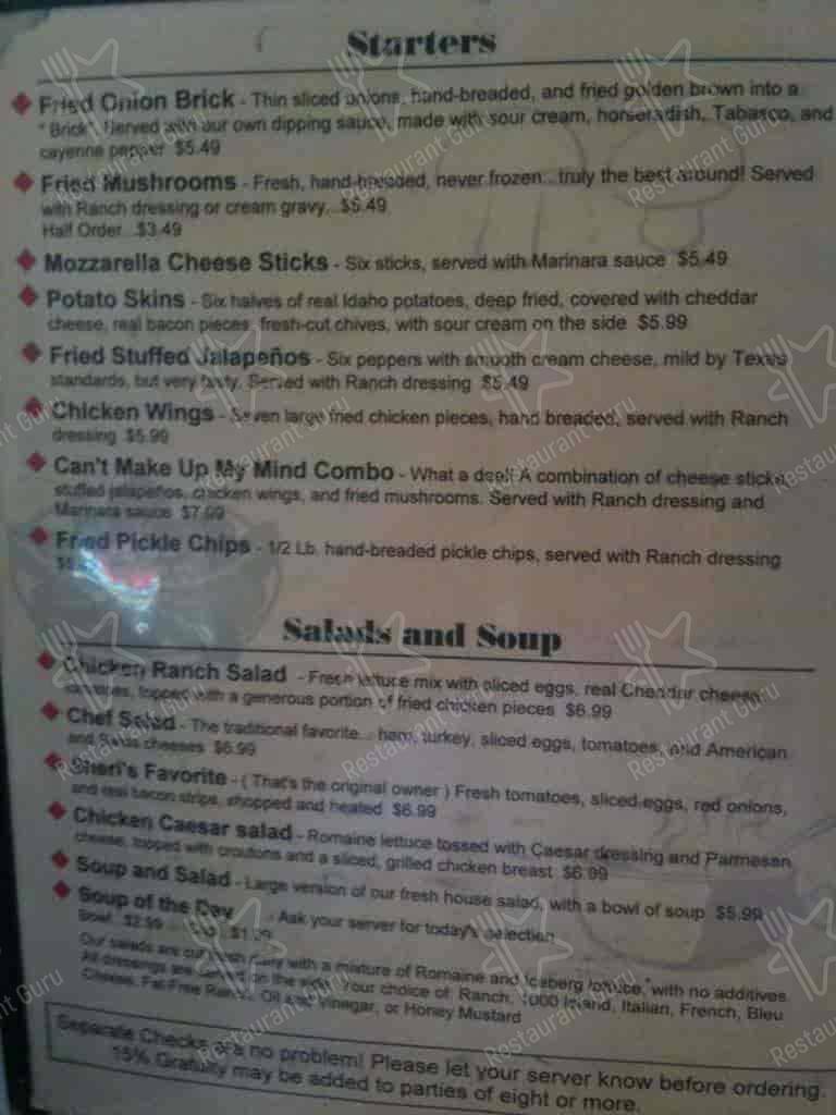 Menu at Blake's Cafe, McQueeney