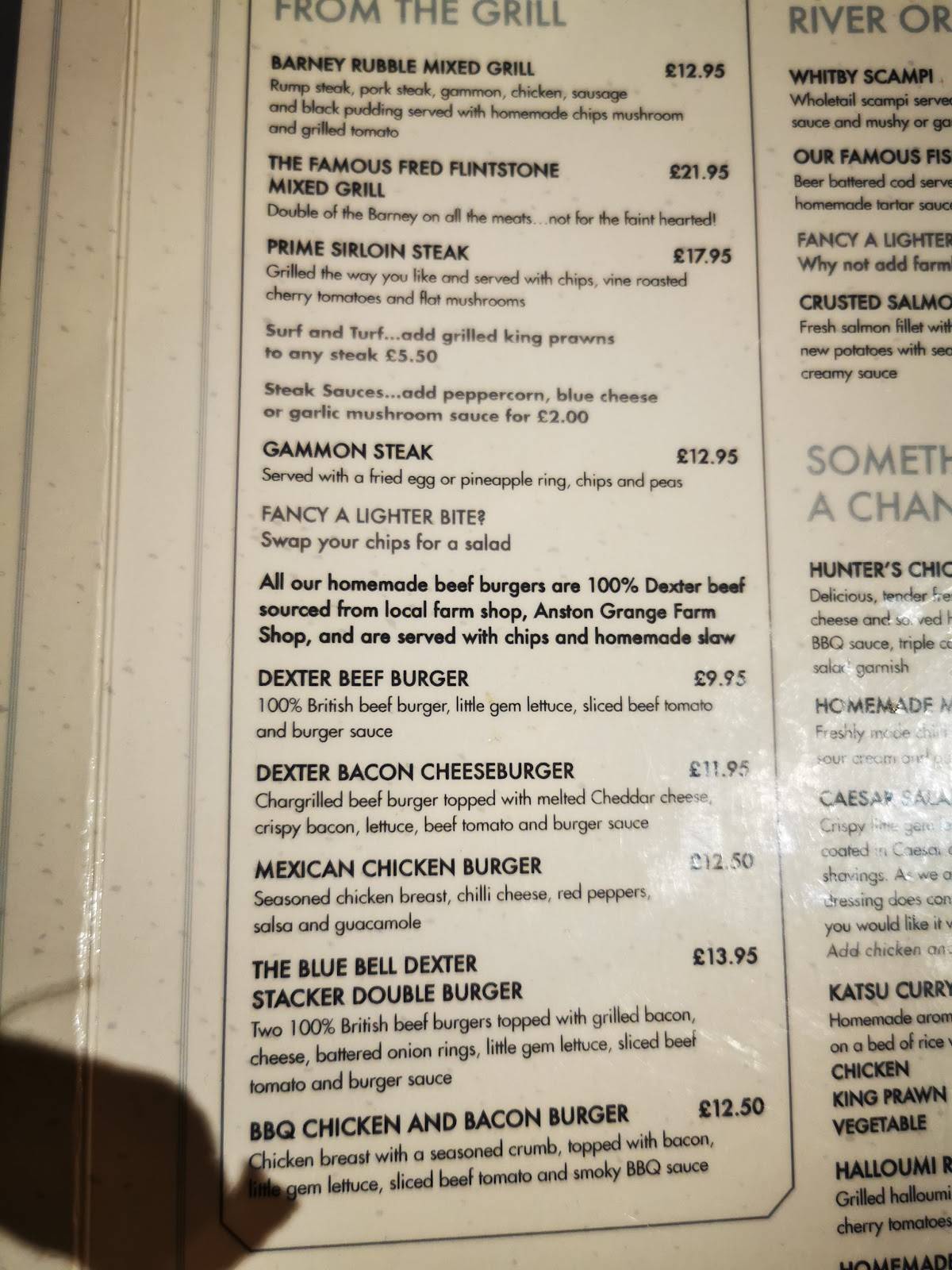 Menu at Blue Bell pub & bar, Worksop