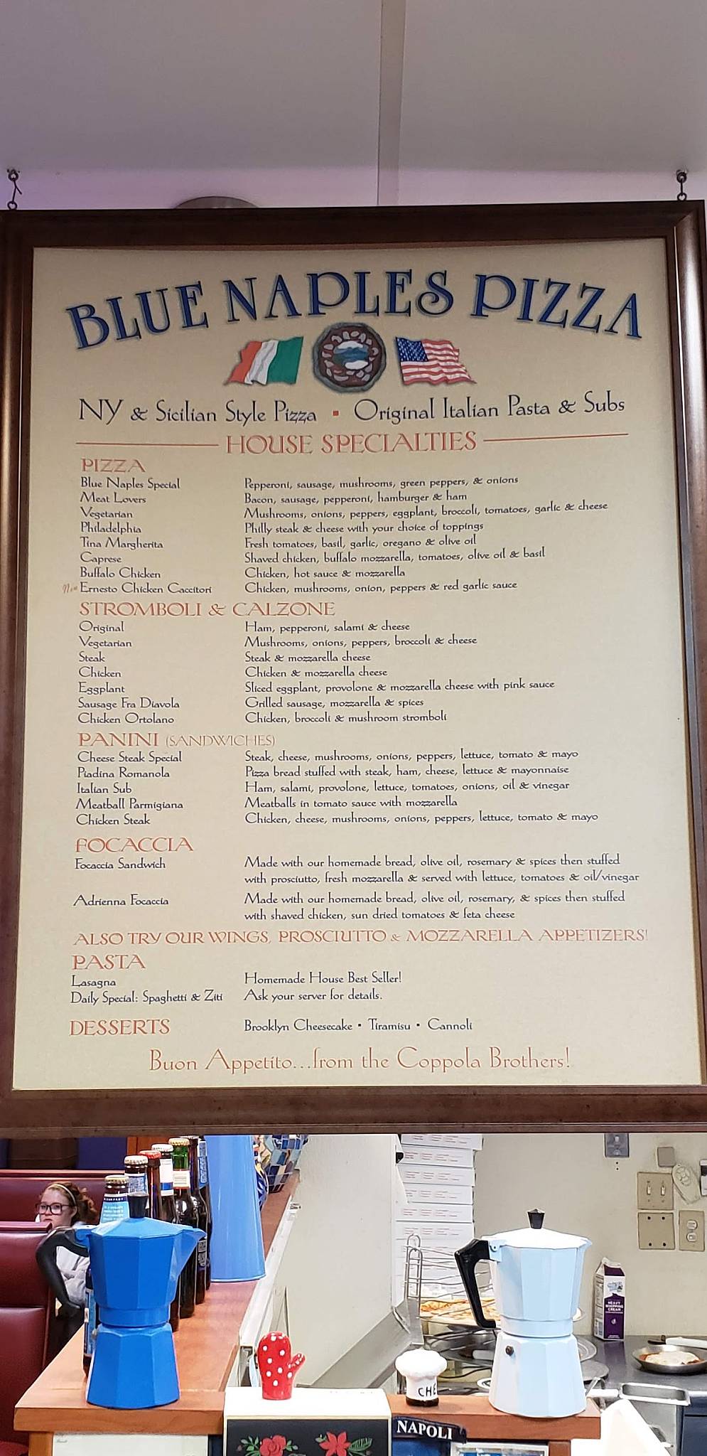 Menu at Blue Naples Pizzeria of Kernersville, Kernersville