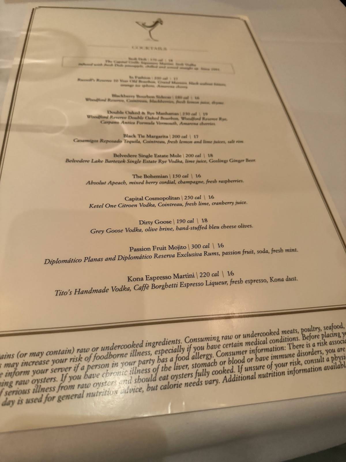 Menu at The Capital Grille pub & bar, Boca Raton