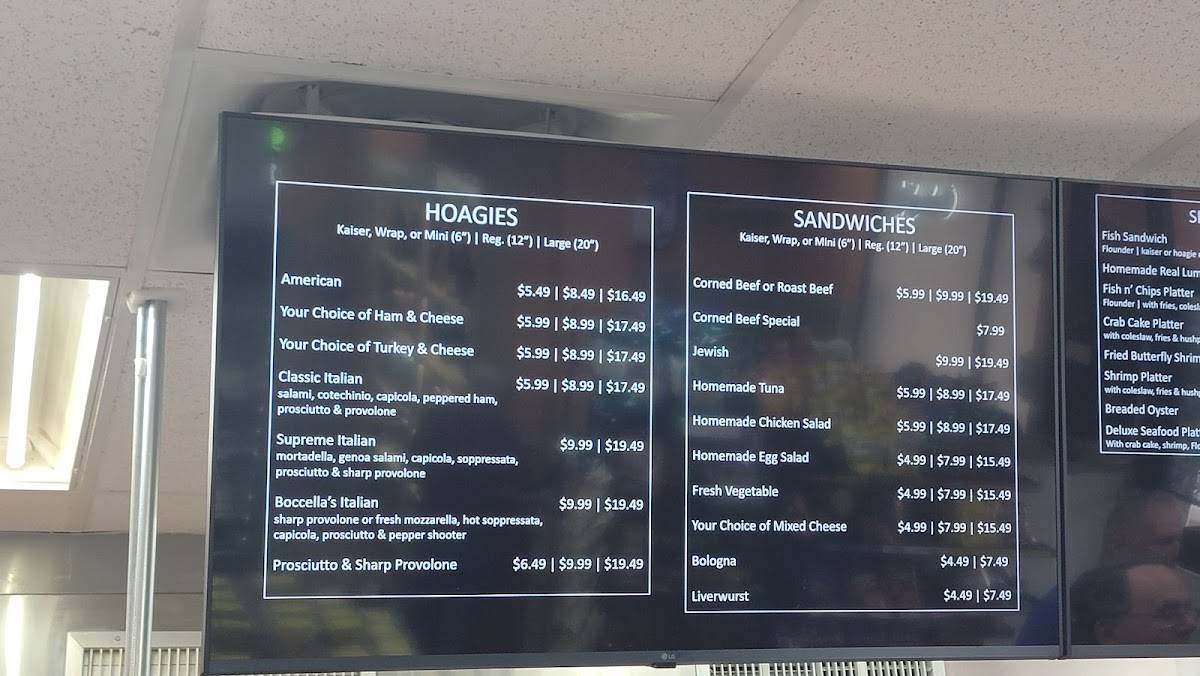 Menu at Boccella's Deli fast food, Havertown