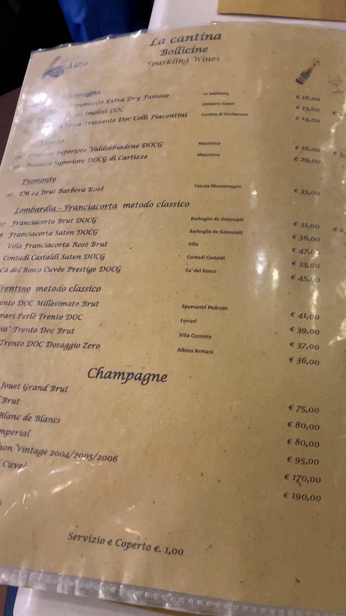 Menu da La Baita Vecchia Malga pizzeria, Bologna, Via Pescherie Vecchia