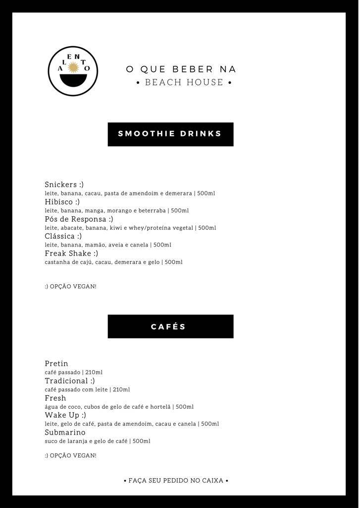 Menu at Alento Beach House restaurant, Bombinhas