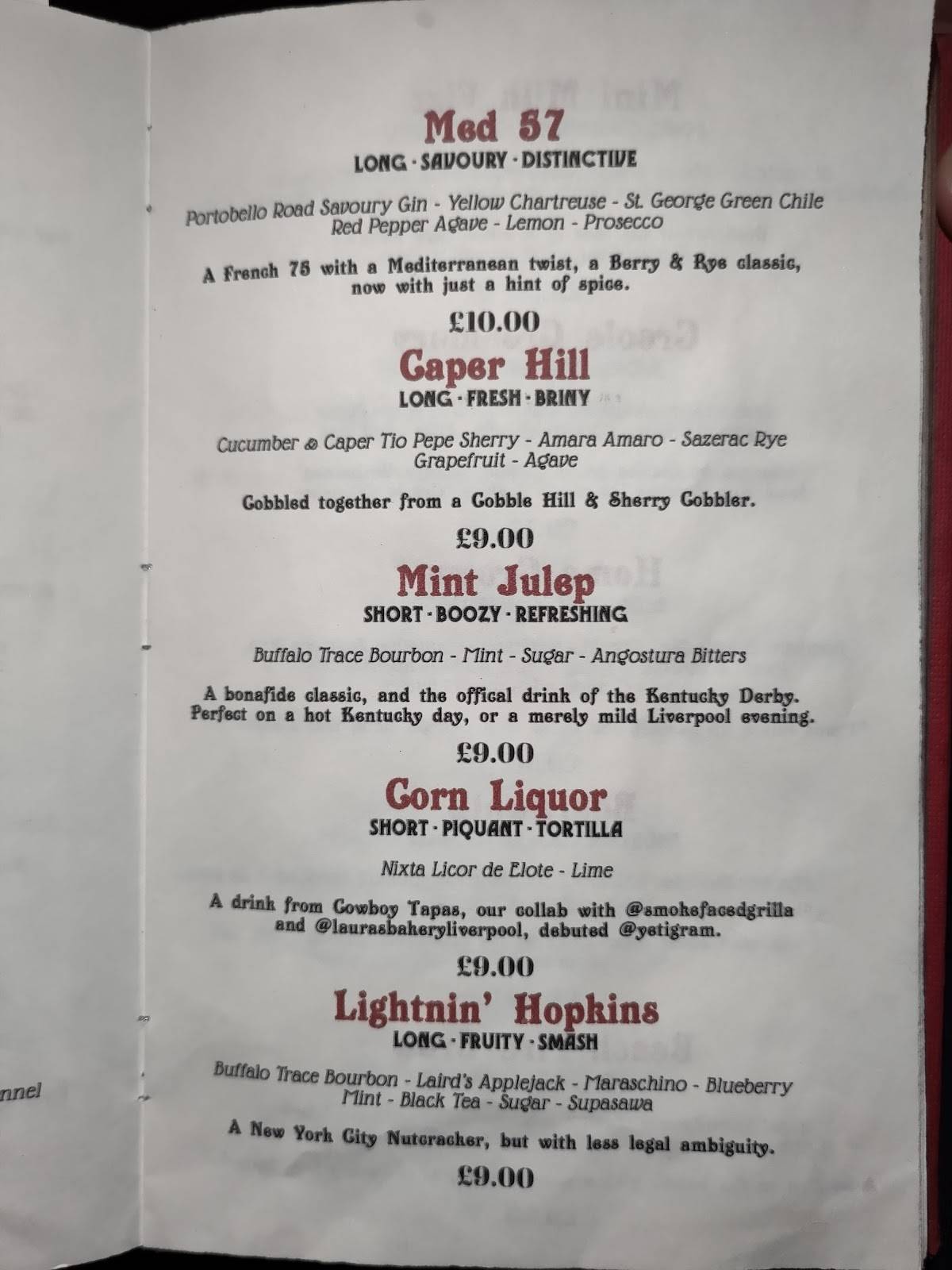 Menu at Berry and Rye pub & bar, Liverpool