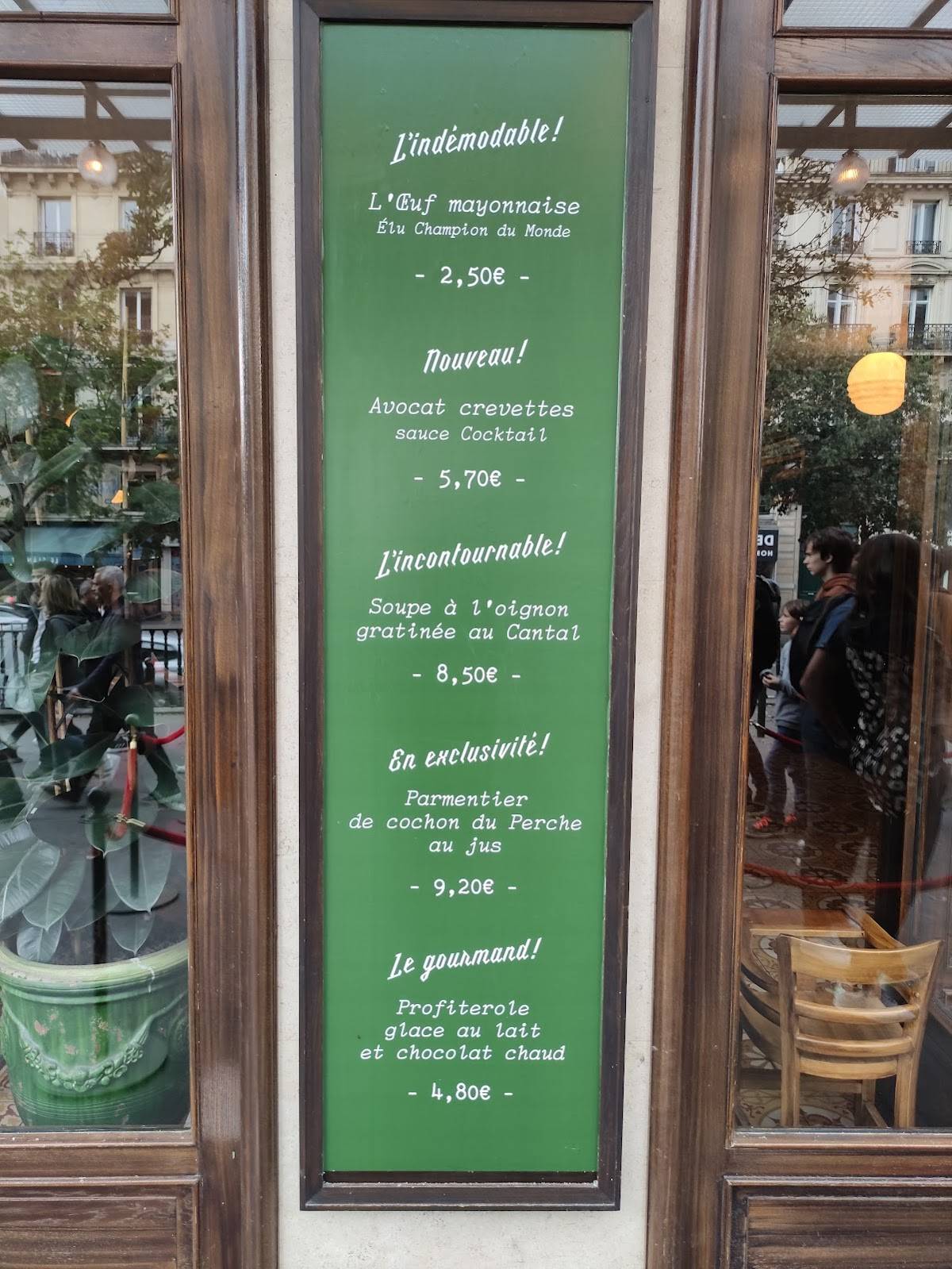 Menu au Bouillon République, Paris