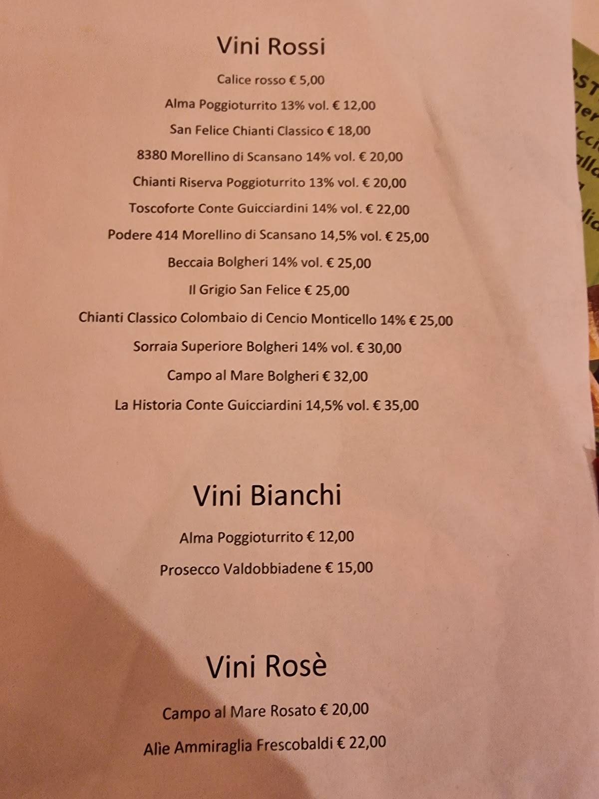 Menu da Braceria il Leggendario ristorante, Figline Valdarno