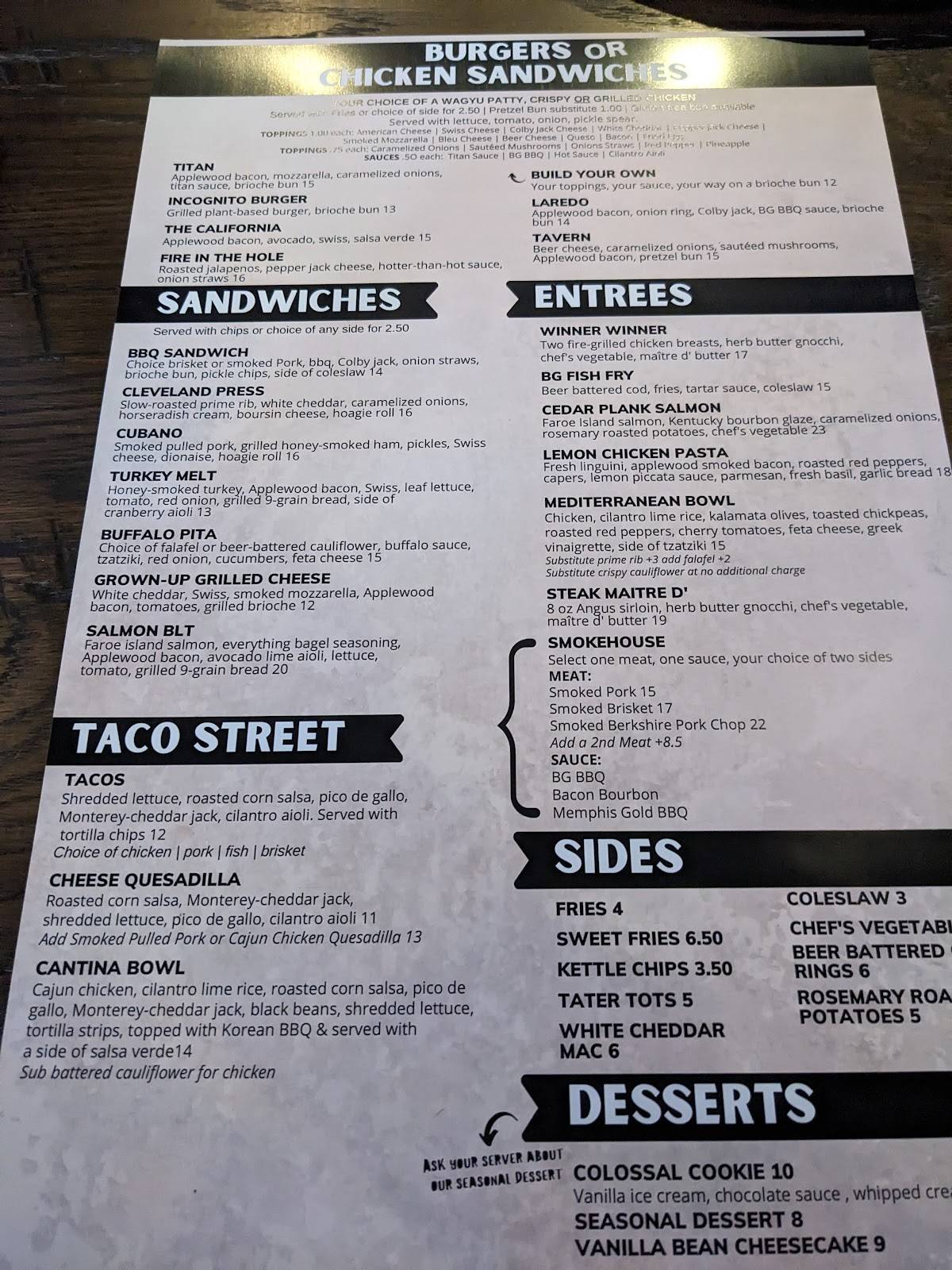Menu at Brew Garden pub & bar, Middleburg Heights, Bagley Rd