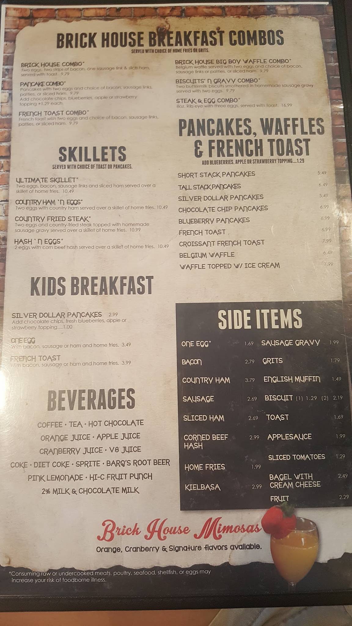 Menu at Brick House Diner restaurant, Midlothian, Midlothian Tpke