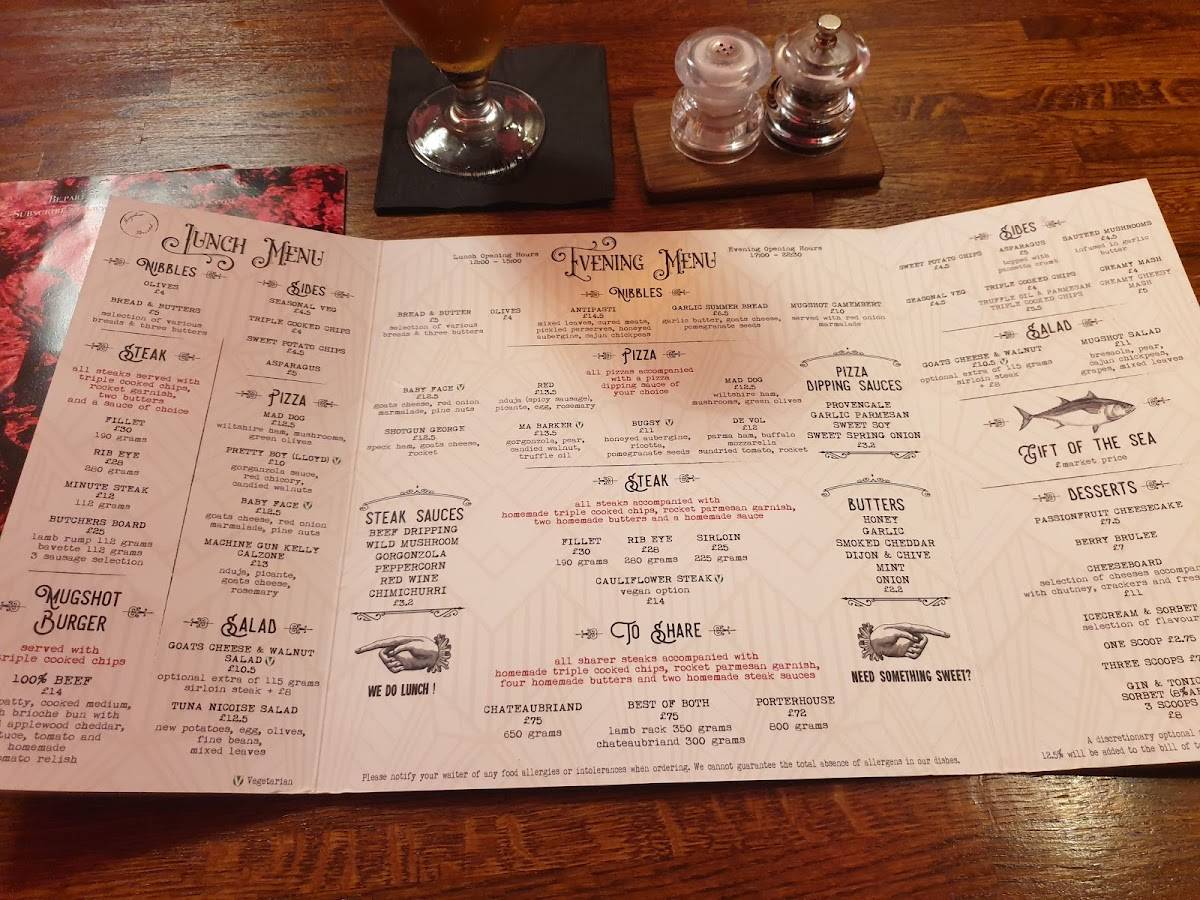 Menu at Mugshot Restaurants Bristol, Bristol