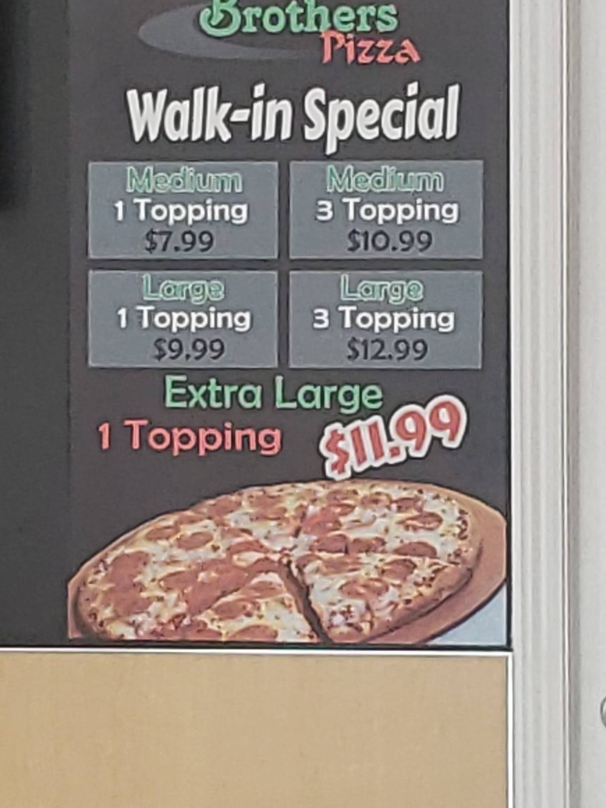 Menu at Brothers Pizza restaurant, Peterborough