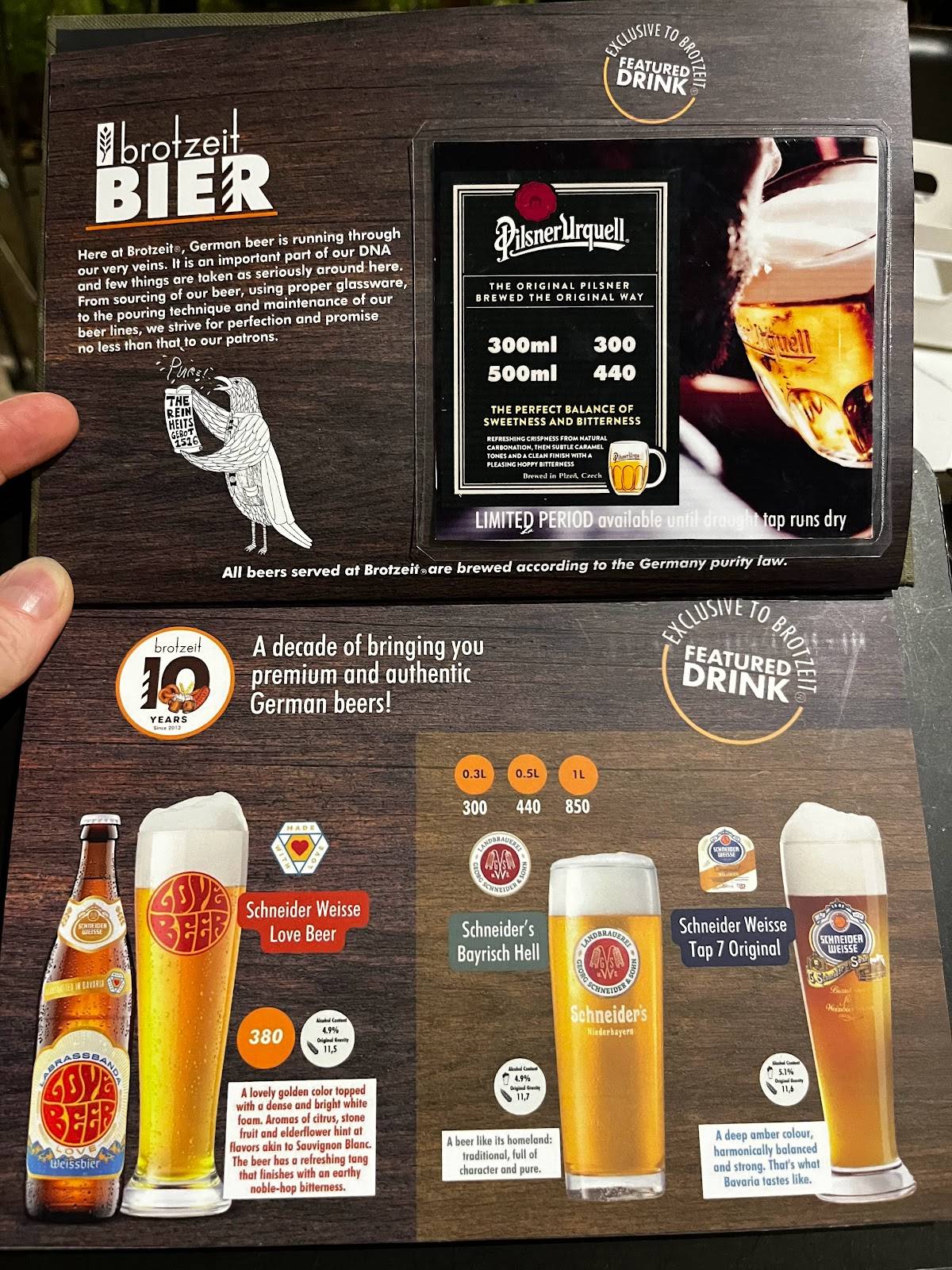 Menu at Brotzeit BGC pub & bar, Taguig