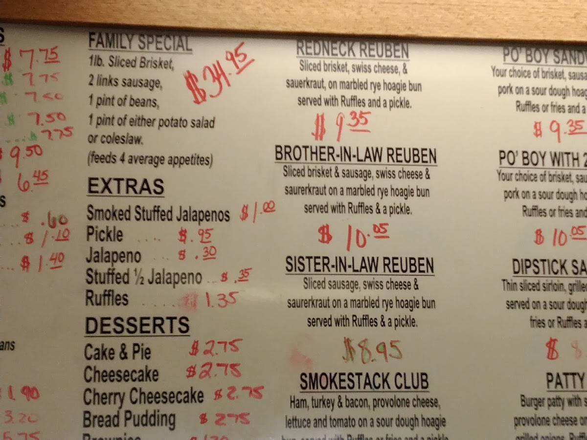 Menu at The Sticks BBQ Etc, Brownwood