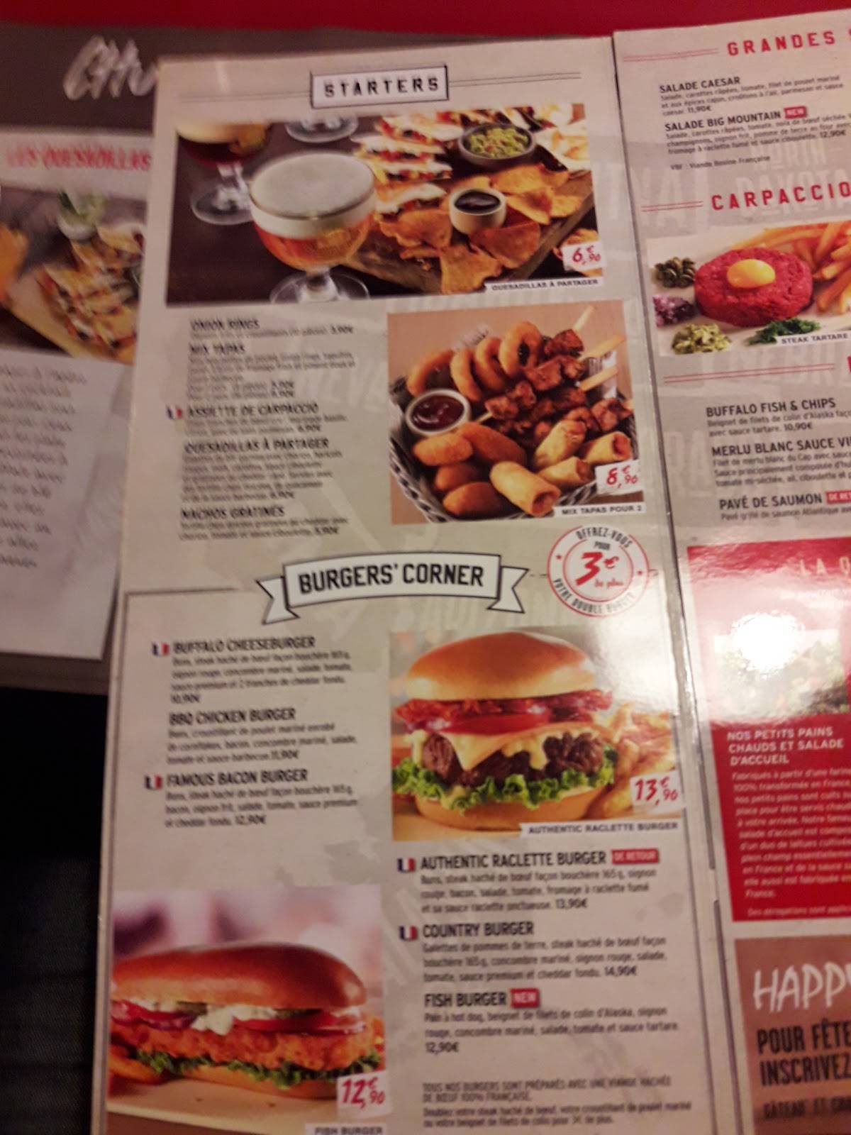 Menu au Buffalo Grill restaurant à viande, Vire, Rue de la Petite Vitesse
