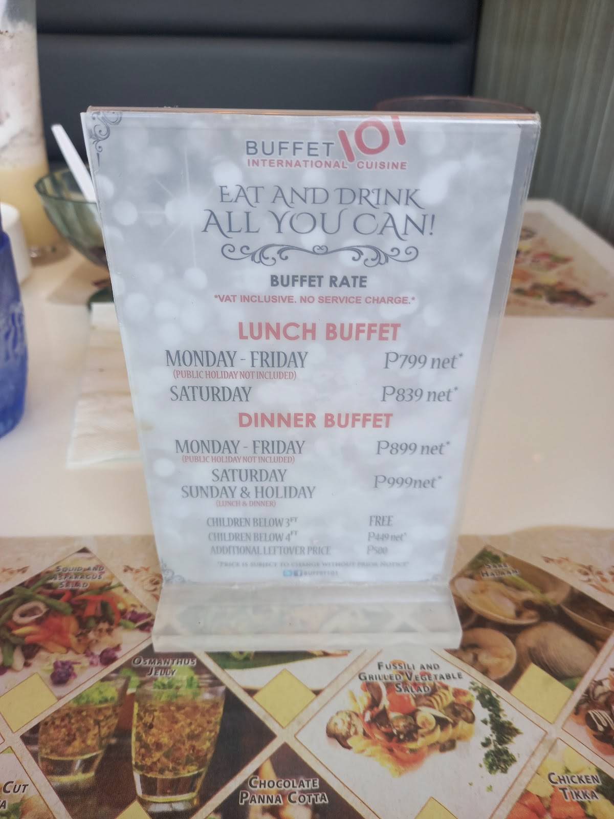 Menu at Buffet 101 restaurant, Mandaue City