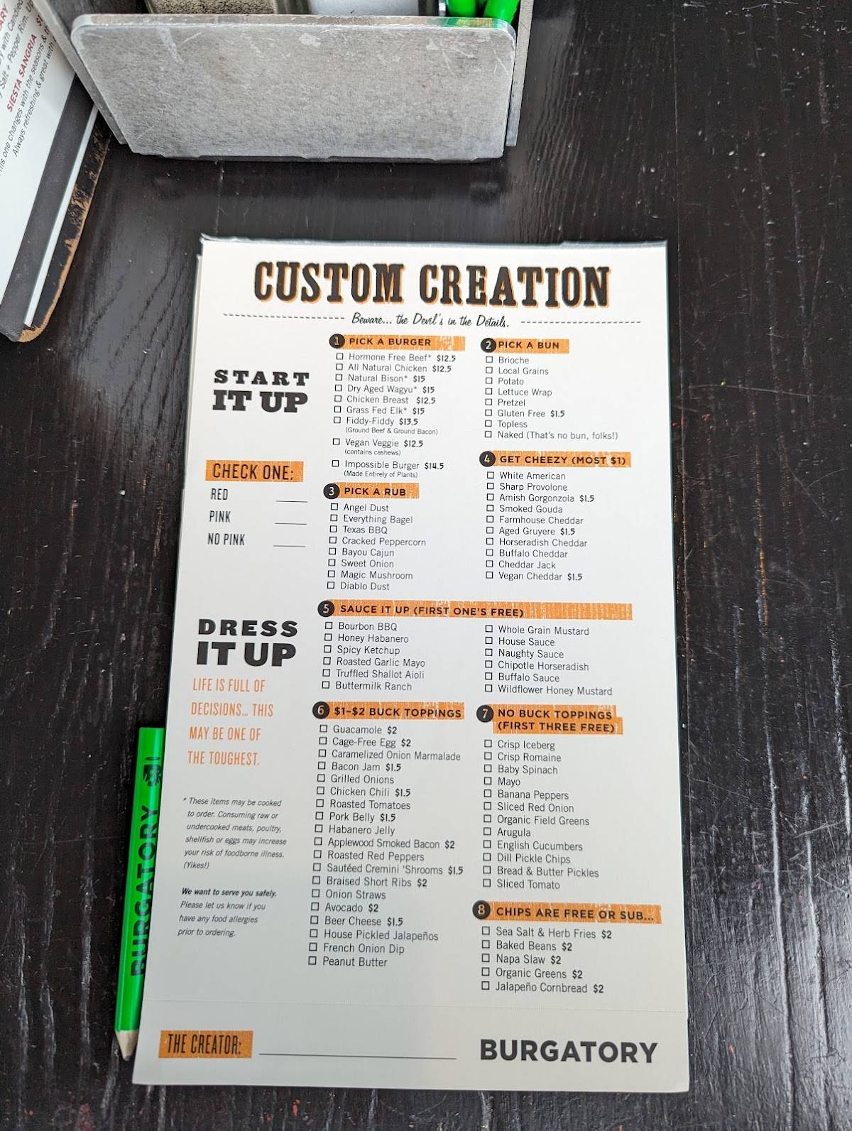 Menu at Burgatory pub & bar, Robinson Township