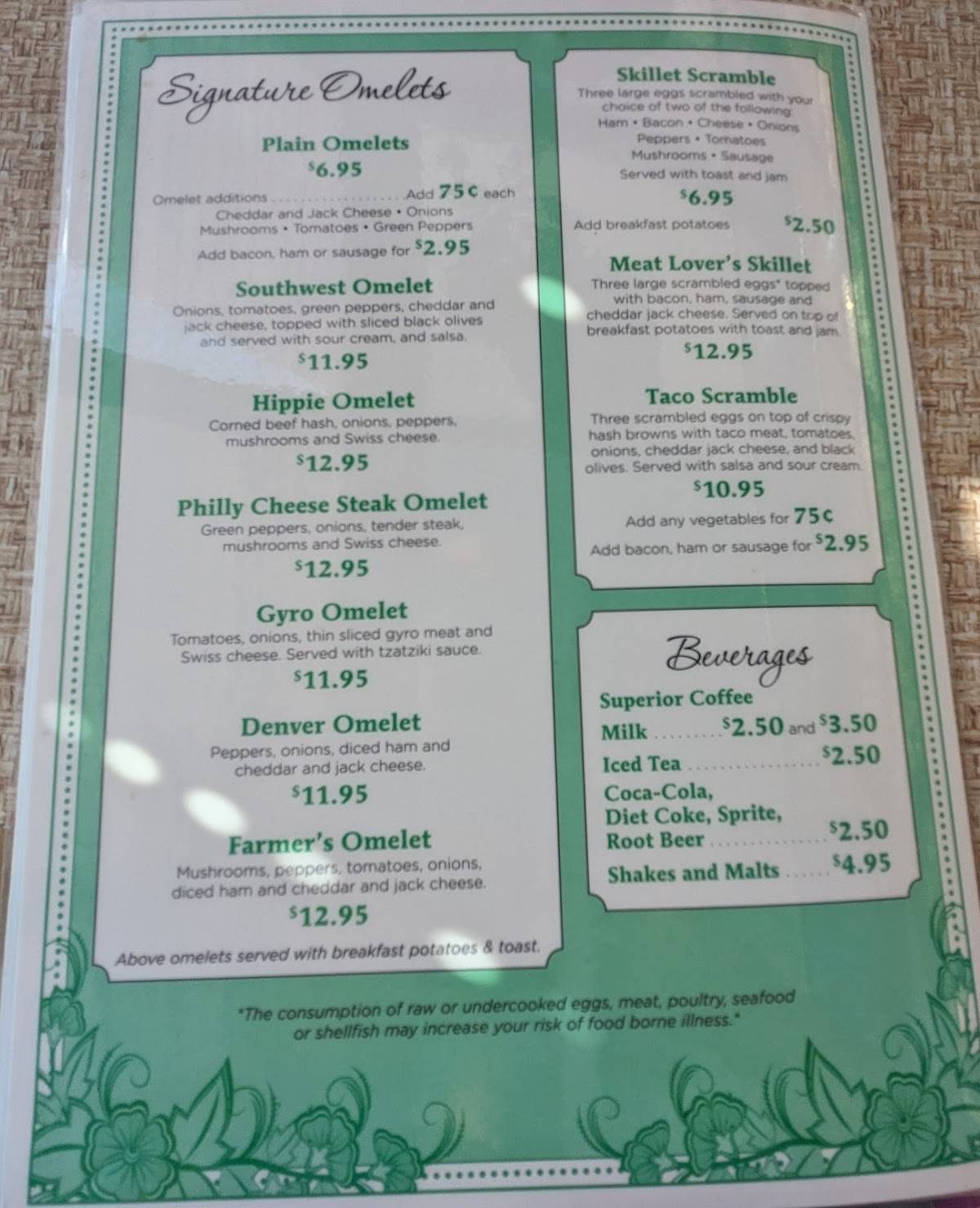 Menu at Sheila Mae's Town Fryer restaurant, Burlington