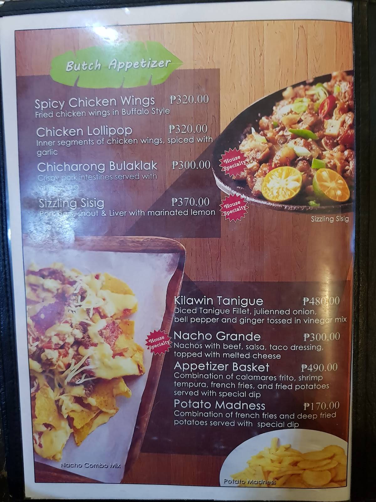 Menu at Butch Seafood & Grill Restaurant, Batangas, 8 National Road