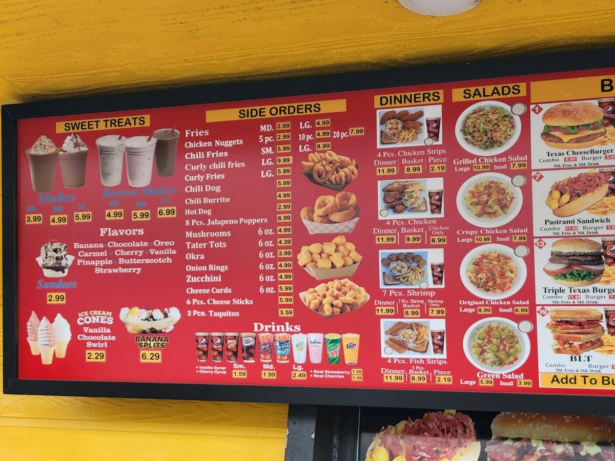 Menu at Buzz's Drive In fast food, Goshen