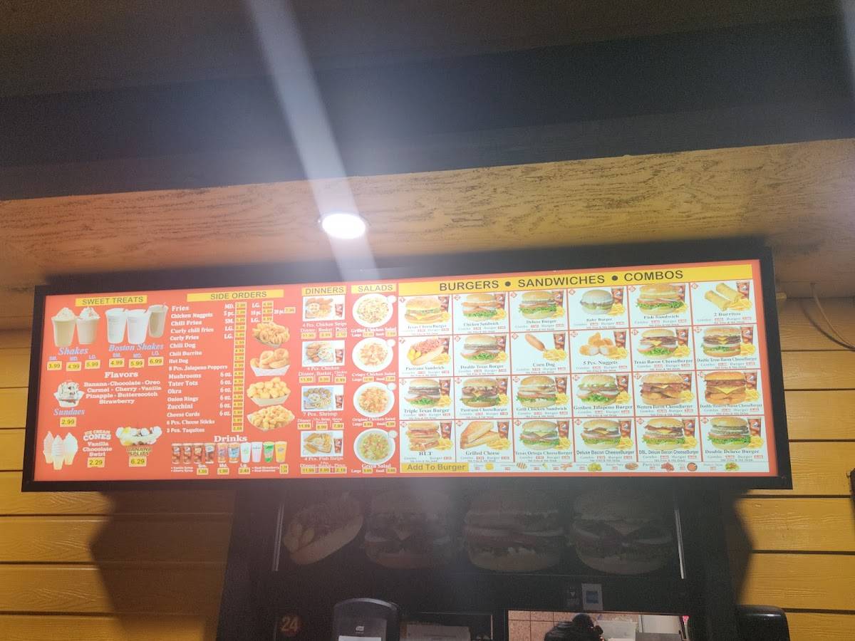 Menu at Buzz's Drive In fast food, Goshen