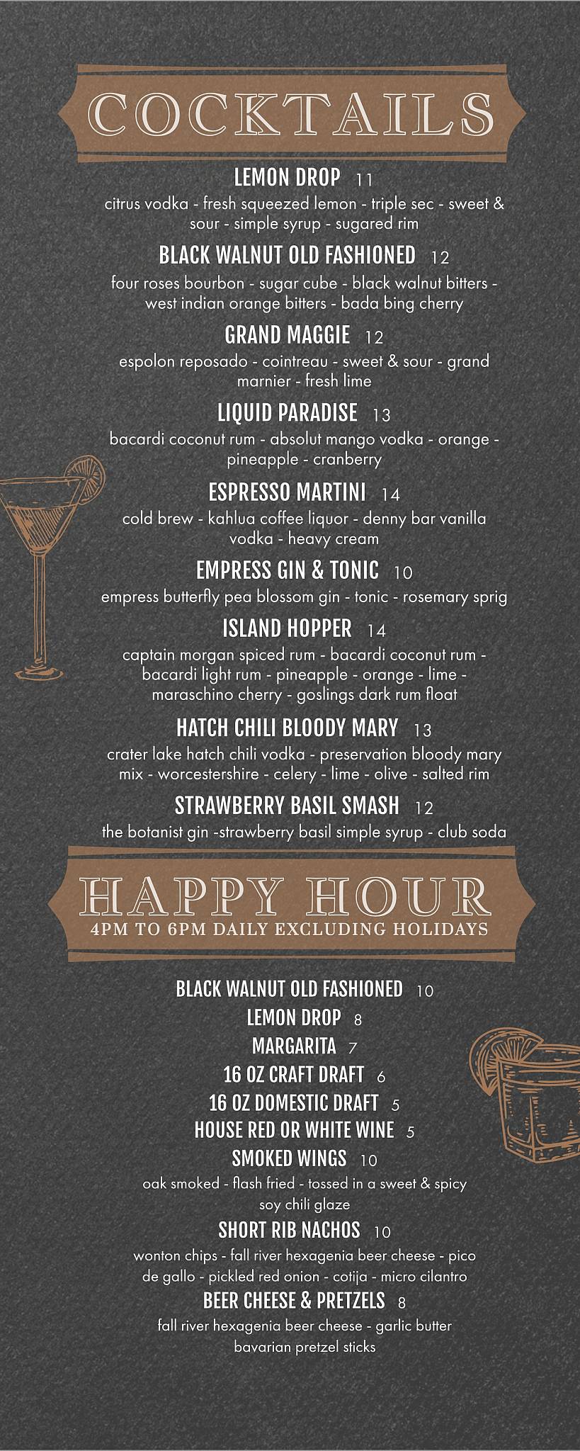 Menu at C.R. Gibbs American Grille restaurant, Redding