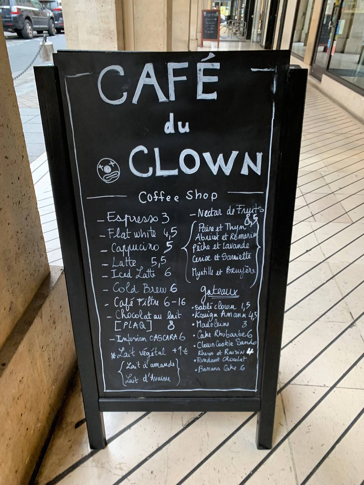 Menu at Café du Clown, Paris